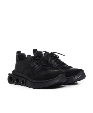 FERRAGAMO Gancini Plaque Lace-up Sneakers - Black