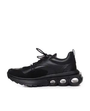 FERRAGAMO Gancini Plaque Lace-up Sneakers - Black