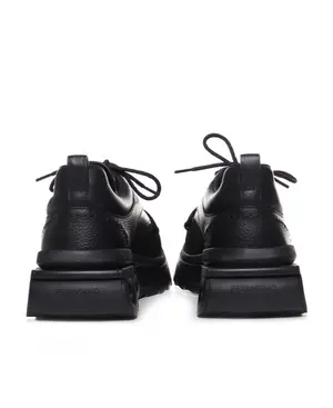 FERRAGAMO Gancini Plaque Lace-up Sneakers - Black