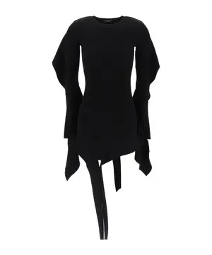 MUGLER Ruffled Asymmetric Hem Dress