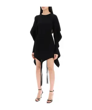 MUGLER Ruffled Asymmetric Hem Dress
