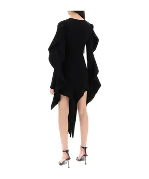 MUGLER Ruffled Asymmetric Hem Dress