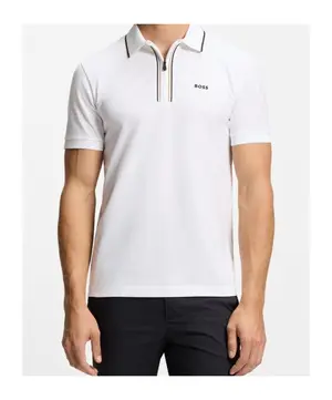 Hugo Boss Zip Placket Polo Shirt - White