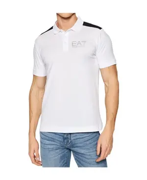 EA7 Logo Short-sleeved Polo Shirt - White