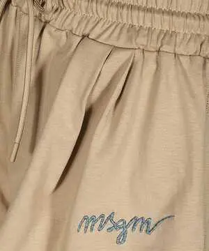 MSGM Logo Embroidered Drawstring Shorts - Nude