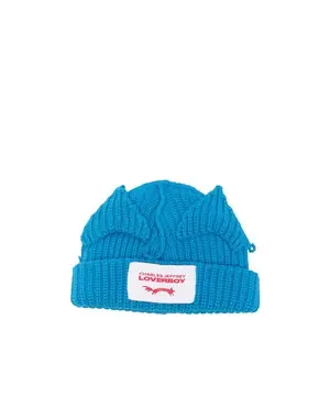 CHARLES JEFFRREY LOVERBOY Charles Jeffrey Loverboy Ribbed Knit Beanie With Logo Detail - Blue