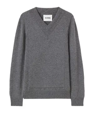 JIL SANDER V-neck Ribbed Jumper - Black