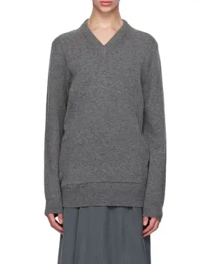JIL SANDER V-neck Ribbed Jumper - Black