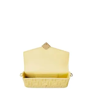 Fendi Embossed Chain Wallet - Yellow