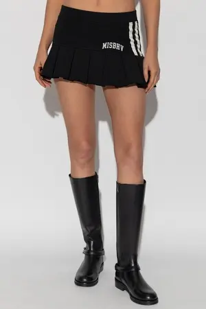 MISBHV Striped Pleated Mini Skirt - Black