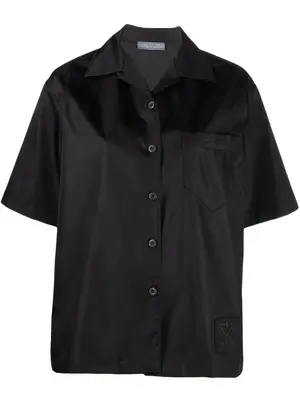 Prada Re-nylon Gabardine Short-sleeve Shirt With Logo Patch