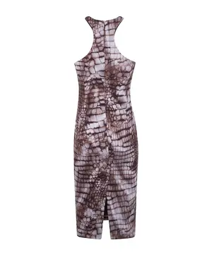 Elisabetta Franchi Halterneck Animal-print Midi Dress - Gray