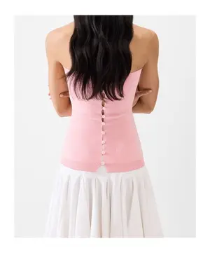 Jacquemus Strapless Knit Top With Back Buttons - Light Pink
