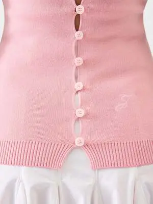 Jacquemus Strapless Knit Top With Back Buttons - Light Pink