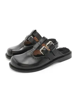 Loewe Campo Mary Jane Mule In Brushed Calfskin And Shearling