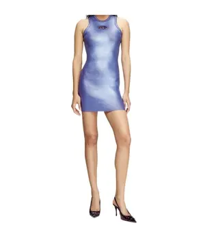 DIESEL® Metallic Ribbed Knit Mini Dress - Purple