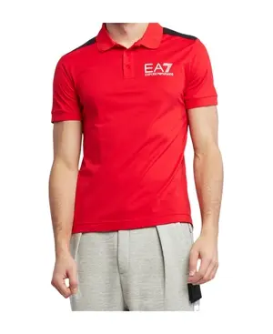 EA7 Logo Short-sleeved Polo Shirt - Red