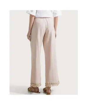 Seventy Fringed Detail Linen Trousers