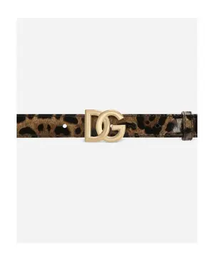 Dolce & Gabbana Leopard Print Buckle Belt - Black