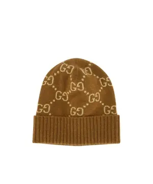 Gucci Gg Jacquard Knit Beanie - Brown