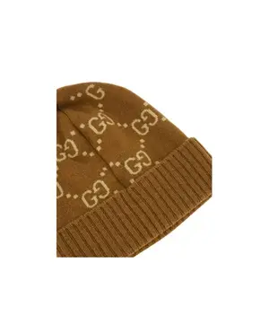 Gucci Gg Jacquard Knit Beanie - Brown