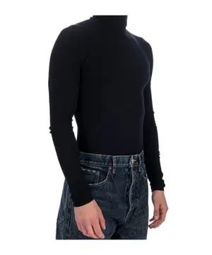 Balenciaga Ribbed Turtleneck Sweater With Logo Patch