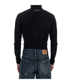Balenciaga Ribbed Turtleneck Sweater With Logo Patch