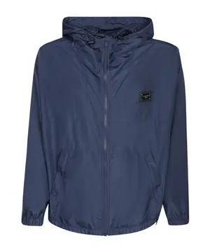 Dolce & Gabbana Logo Plaque Hooded Jacket - Blue