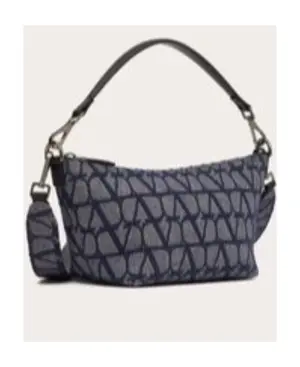 Valentino Garavani All-over Logo Motif Denim Shoulder Bag