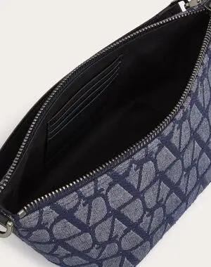 Valentino Garavani All-over Logo Motif Denim Shoulder Bag