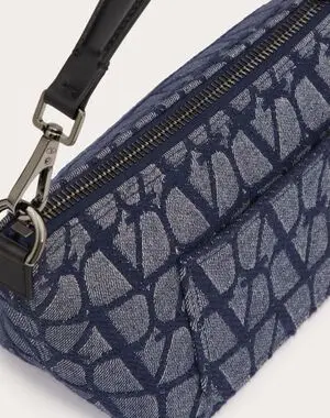 Valentino Garavani All-over Logo Motif Denim Shoulder Bag