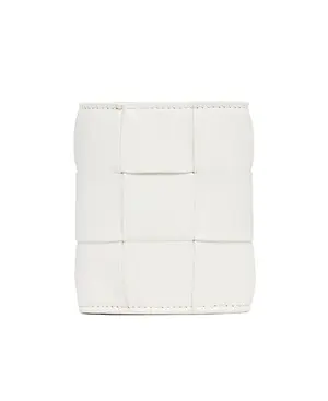 Bottega Veneta Small Cassette Tri-fold Zip Wallet - White