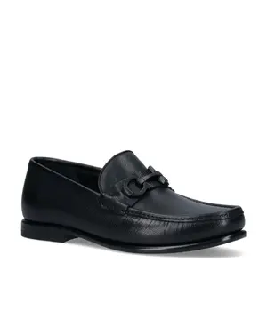 FERRAGAMO Gancini Bit Loafers - Black