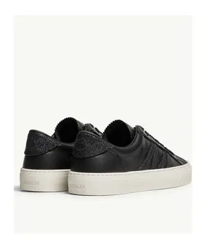 Moncler Monaco Leather Glitter Trainers - Black