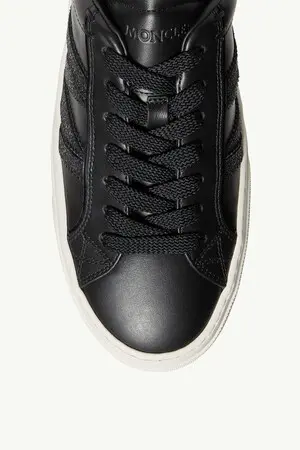 Moncler Monaco Leather Glitter Trainers - Black