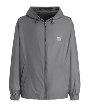 Dolce & Gabbana Zip-up Hooded Sports Jacket With Logo Plaque