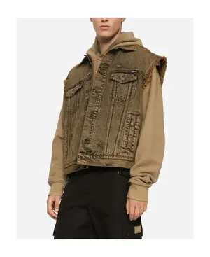 Dolce & Gabbana Overdyed Sleeveless Denim Jacket