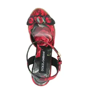 Dolce & Gabbana Floral Motif Wedge Sandals - Green