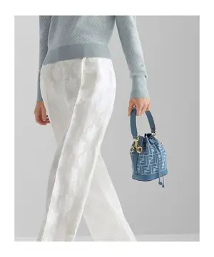 Fendi Mon Tresor Ff Jacquard Mini Bucket Bag - Blue