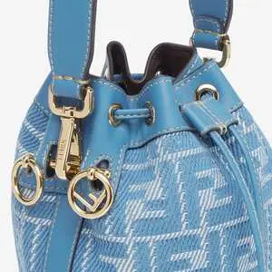 Fendi Mon Tresor Ff Jacquard Mini Bucket Bag - Blue