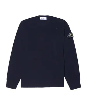 Stone Island Logo Patch Crewneck Jumper - Blue