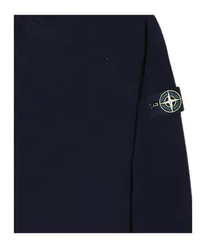 Stone Island Logo Patch Crewneck Jumper - Blue
