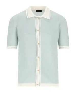 Tagliatore Contrast Trim Ribbed Short-sleeved Shirt