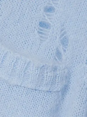 R13 Crew Neck Cardigan - Light Blue