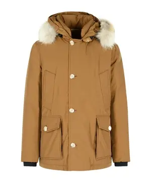Woolrich Hooded Parka With Removable Fur Trim - Brown