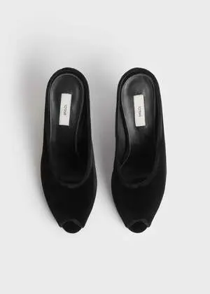 TOTEME 75mm Peep-toe Velvet Wedge Sandals - Black