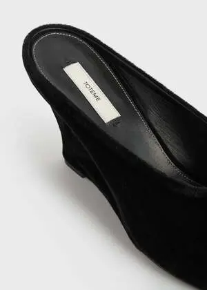 TOTEME 75mm Peep-toe Velvet Wedge Sandals - Black