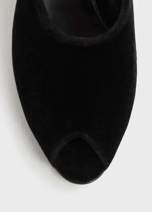 TOTEME 75mm Peep-toe Velvet Wedge Sandals - Black