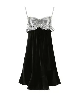 Rabanne Two-toned Chainmail Velvet Mini Dress