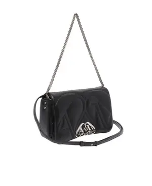 Alexander McQueen Seal Logo Plaque Small Shoulder Bag - Black